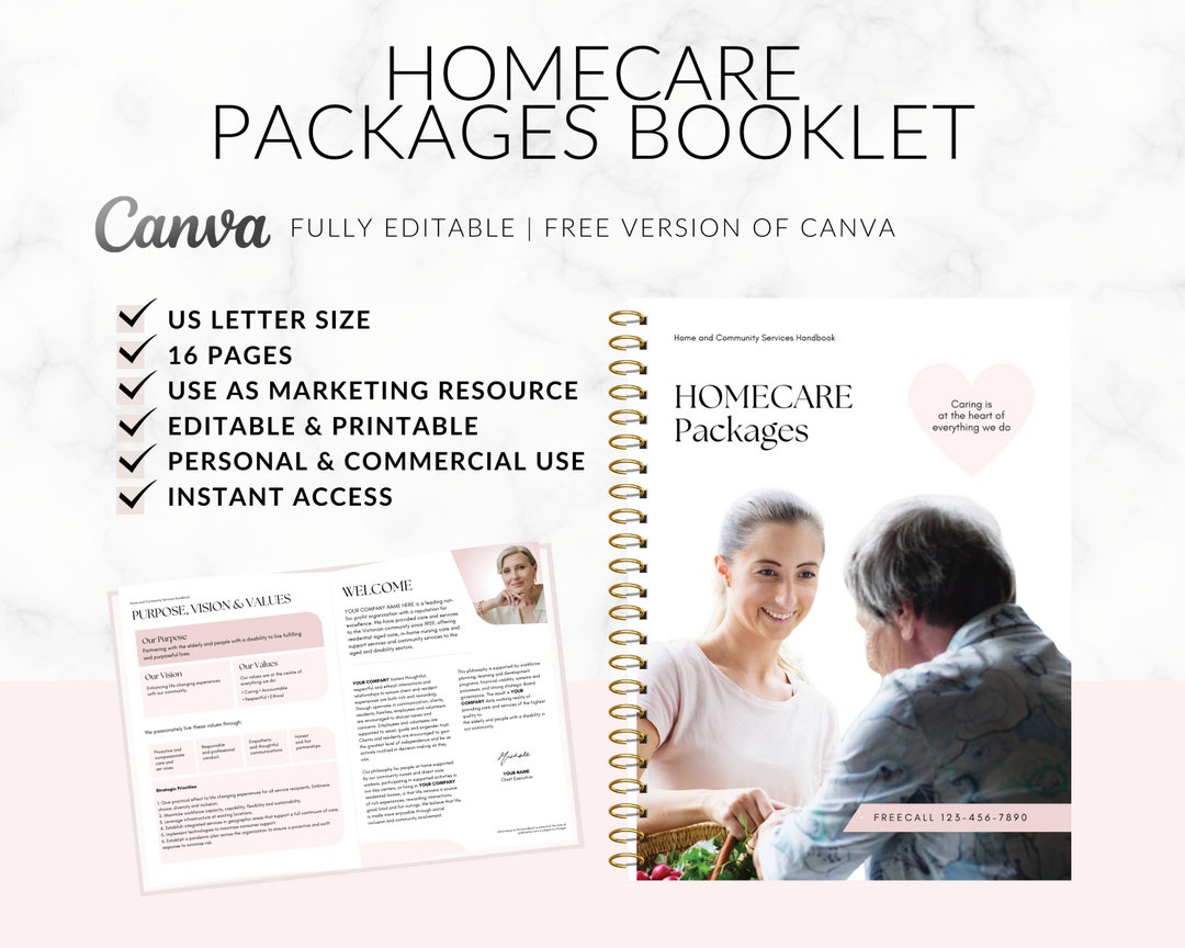 Home Care Packages Booklet: Editable Welcome Brochure (canva Template ...