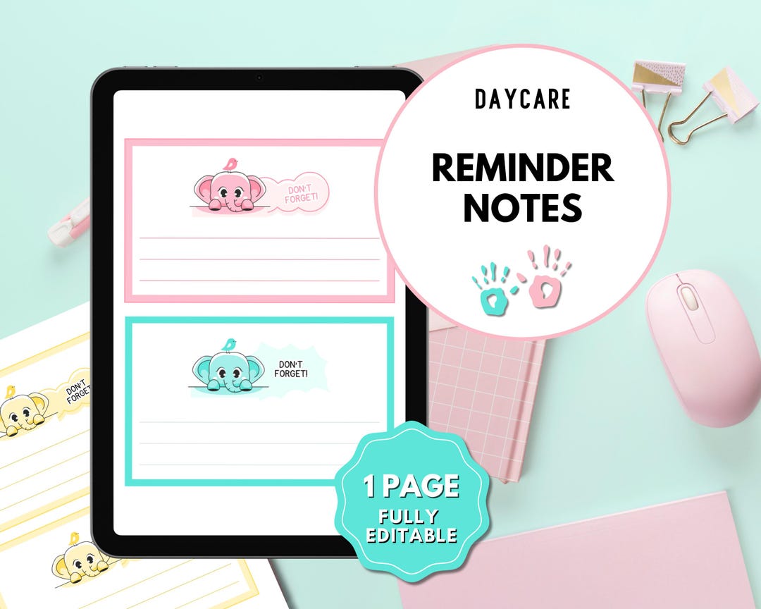 Daycare Parents Reminder Note Templates, Teacher Resources, Daycare ...