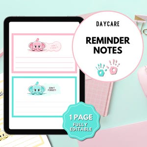 Daycare Parents Reminder Note Templates, Teacher Resources, Daycare ...