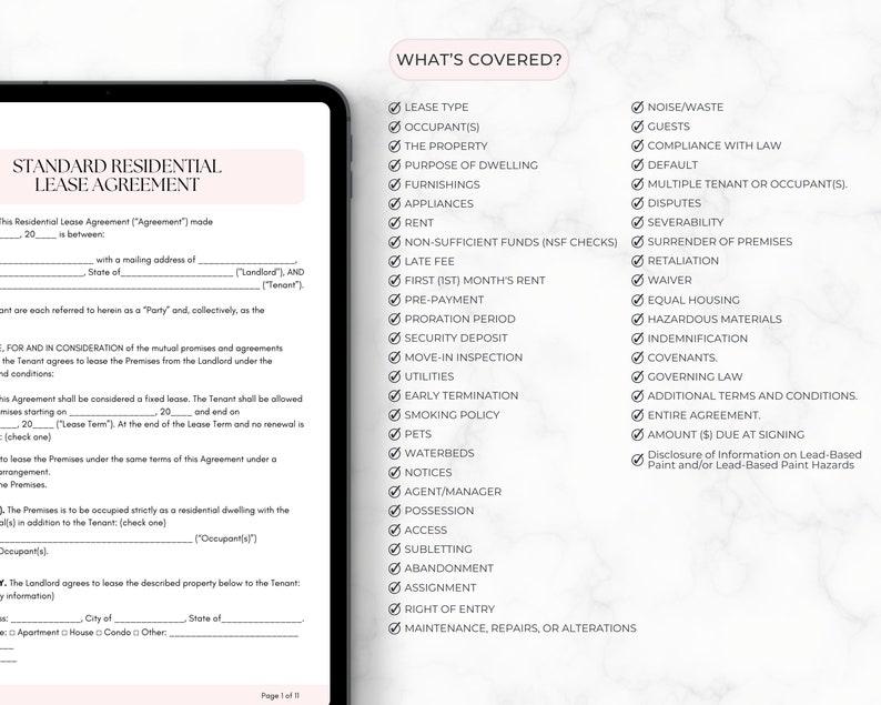 Standard Residential Lease Agreement, Fixed Term Rental Contract ...