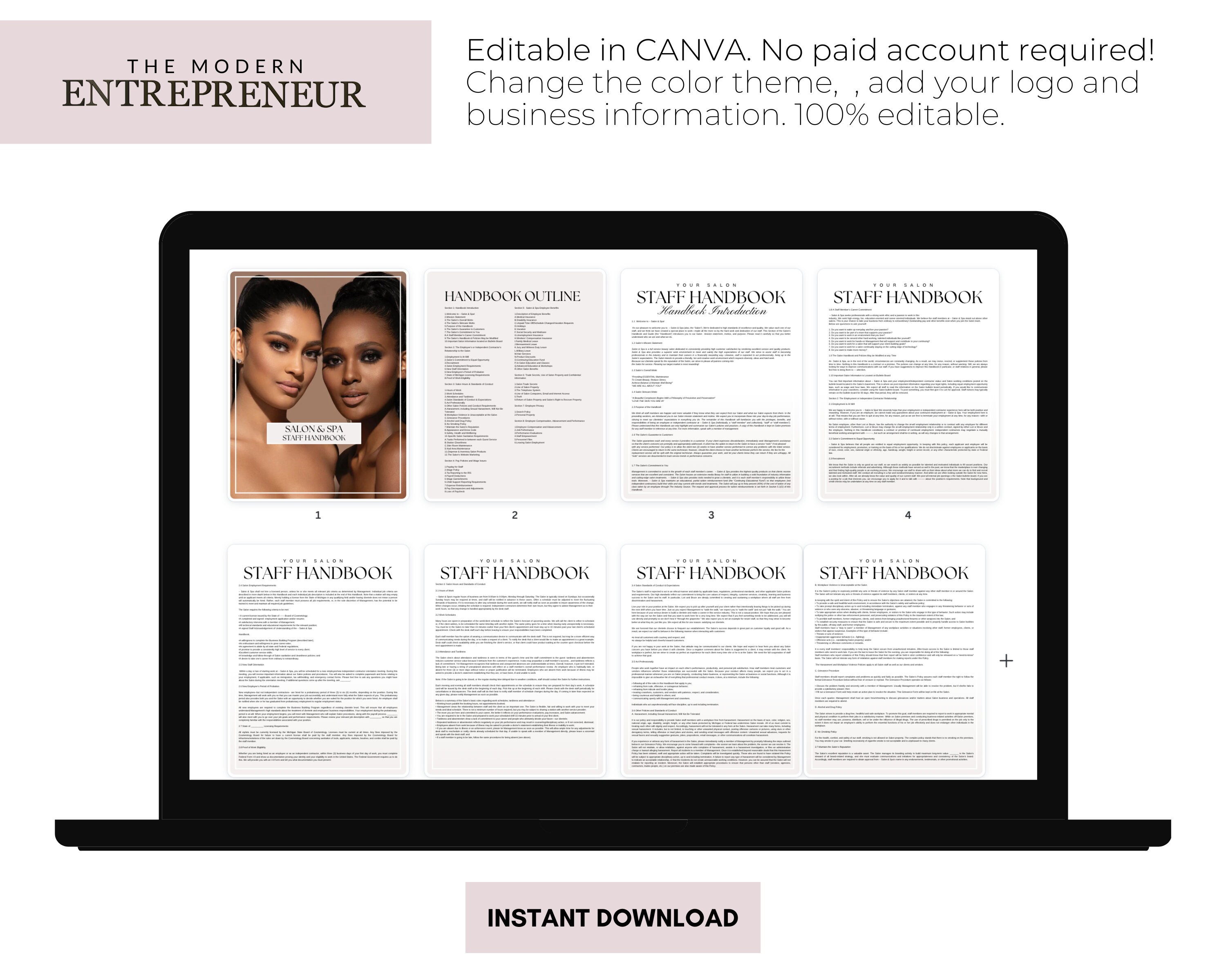 Salon & Spa Staff Handbook: Editable Employee Guide (canva) - Etsy