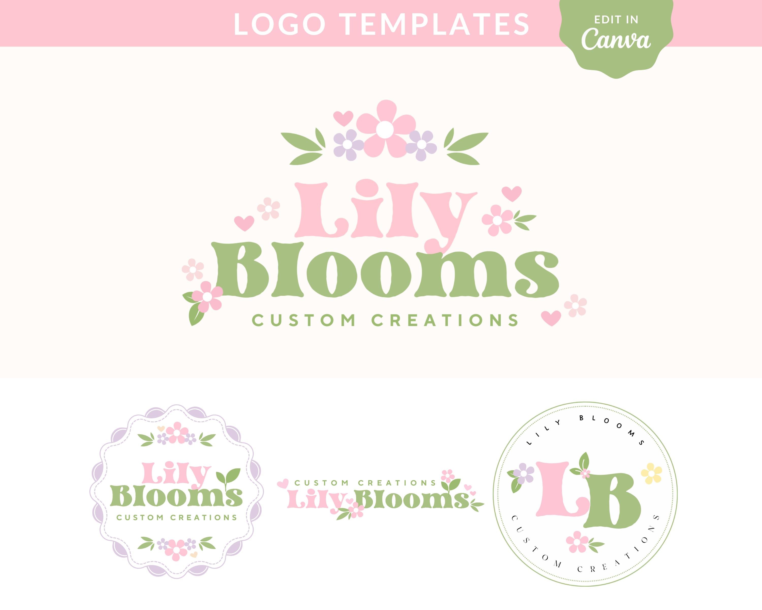 Lily Bloom Logo Design Template, DIY Editable Logo, Floral Pastels ...