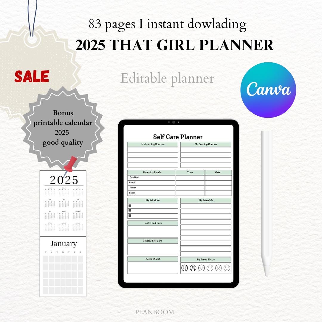 Editable Daily Planner Template | Canva | Printable To-do List | Hourly ...