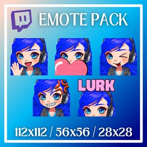 Cool Streamer Girl Emotes Blue Hair Blue Eyes Emote Set Blue Emote ...