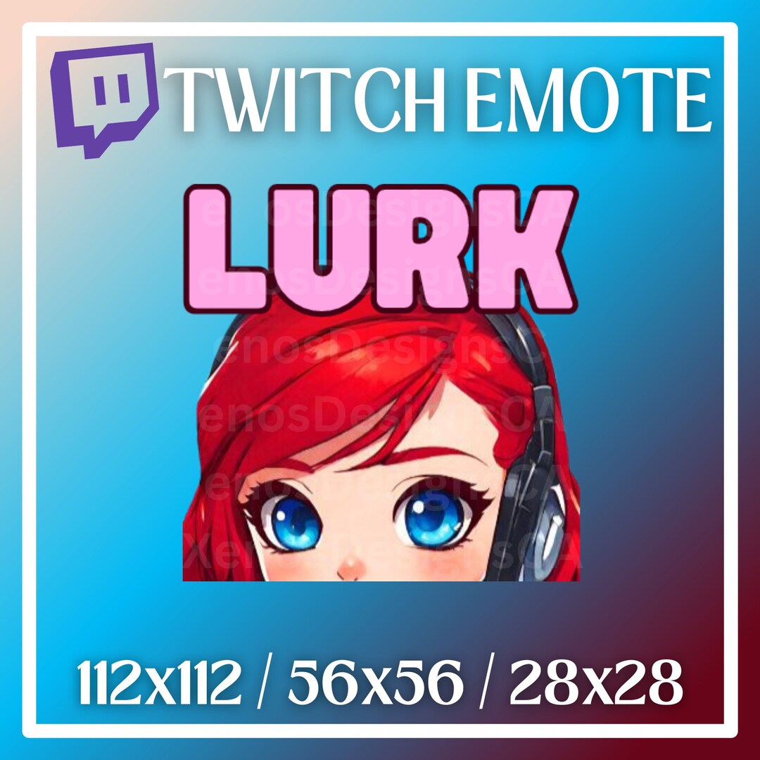 Chibi Pink Lurk Emote, Fun Streamer Girl With Headphones Emoji, Cute ...