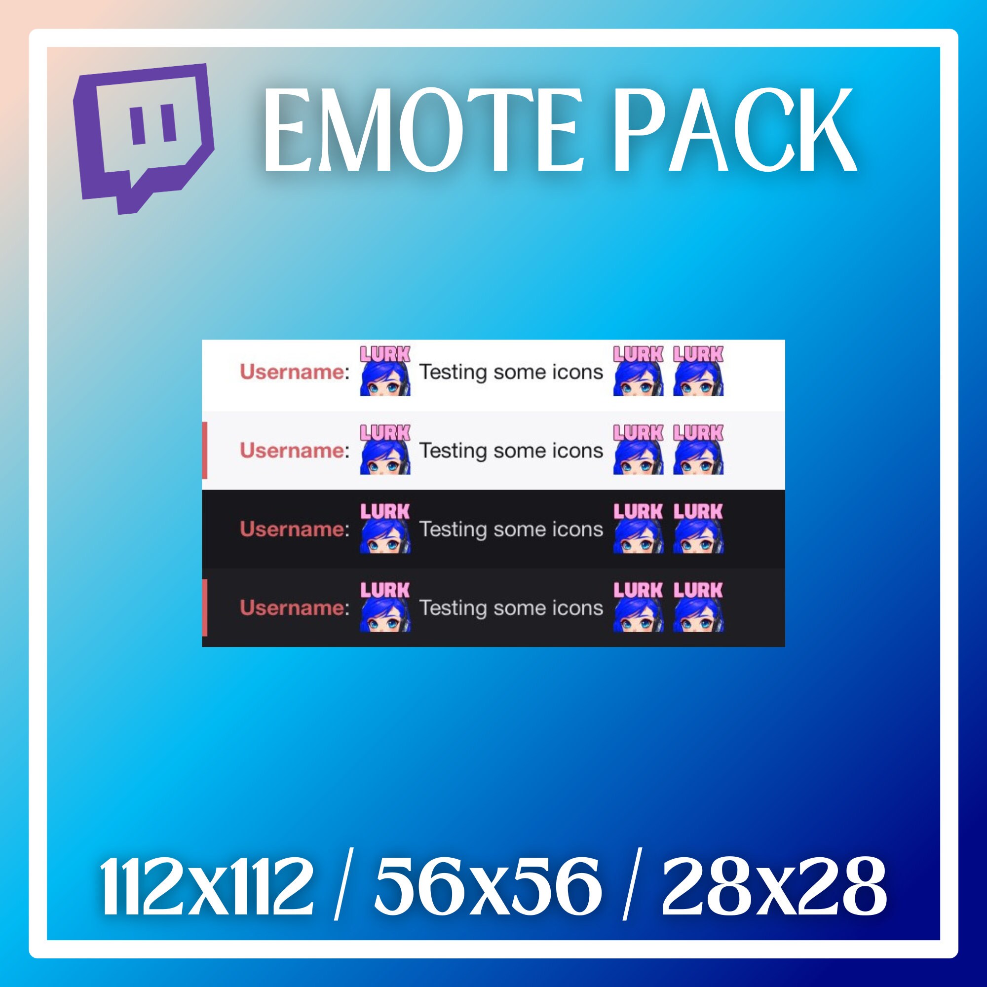 Cool Streamer Girl Emotes Blue Hair Blue Eyes Emote Set Blue Emote ...