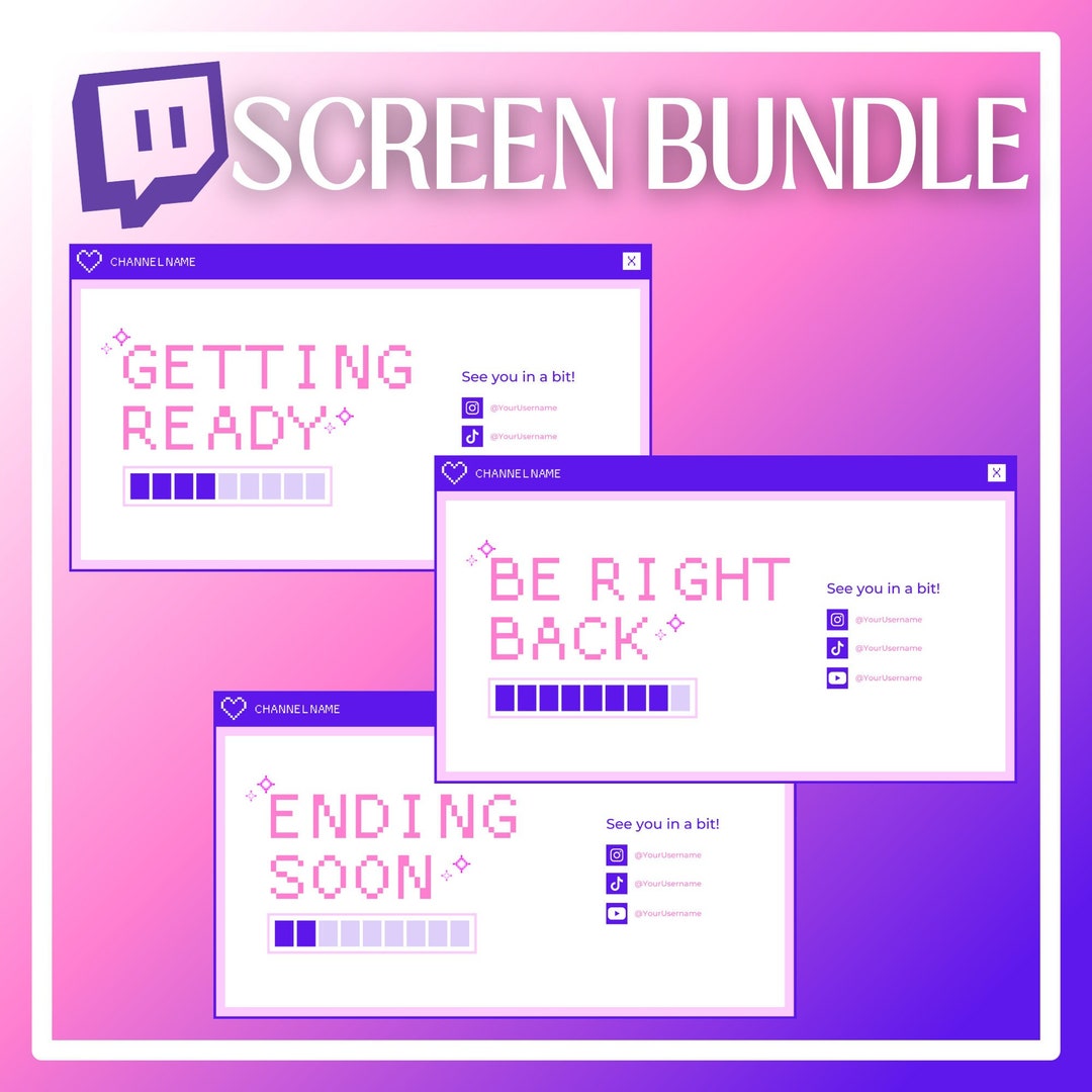 Customizable Transitions for Twitch Animated Screens Pink and Purple ...