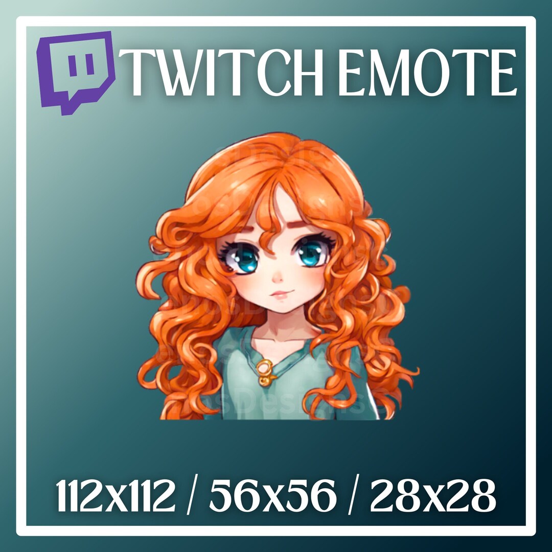 Princess Emote Cute Twitch Chibi Girl Emote Curly Hair Red Hair Graphic ...