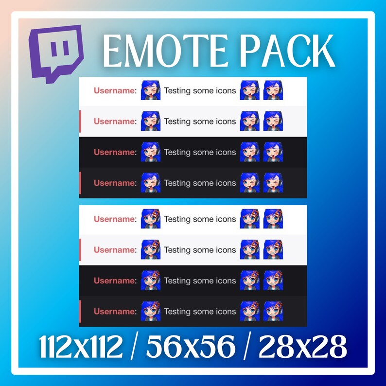Cool Streamer Girl Emotes Blue Hair Blue Eyes Emote Set Blue Emote ...