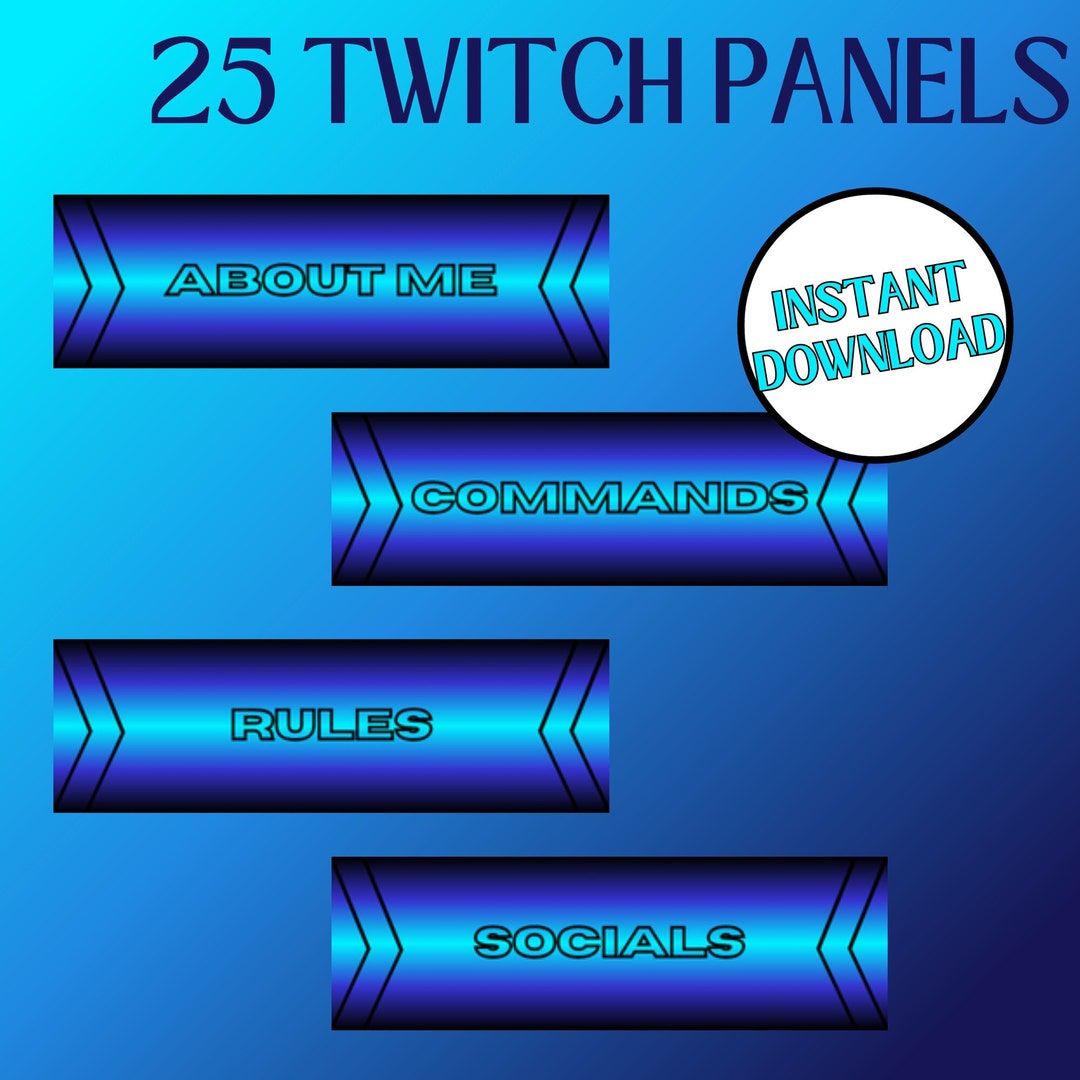 Panel Pack Twitch Blue and Black Theme for Twitch Panel Bundle Set of ...
