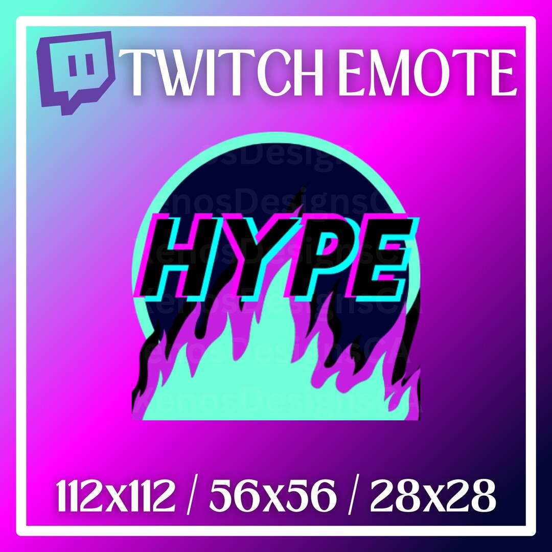 Cool Fire Hype Emote, Awesome Neon Flames Emoji, Eye Catching Purple ...