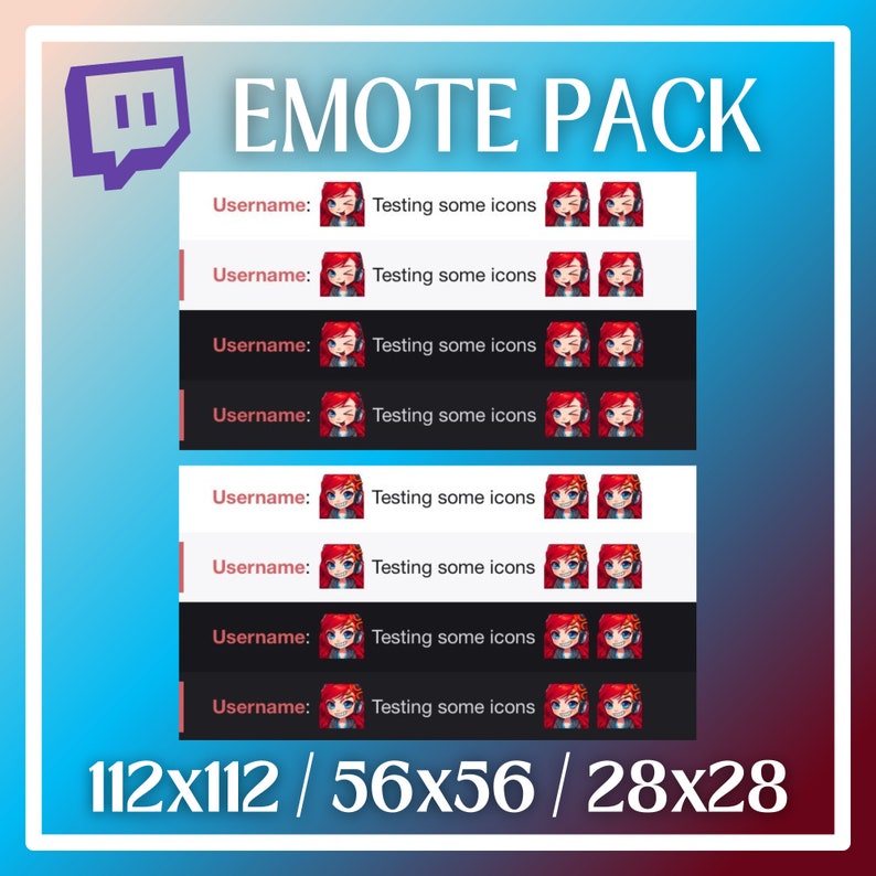 Twitch Streamer Girl Emote Pack Red Hair Blue Eyes Emote Bundle Chibi ...