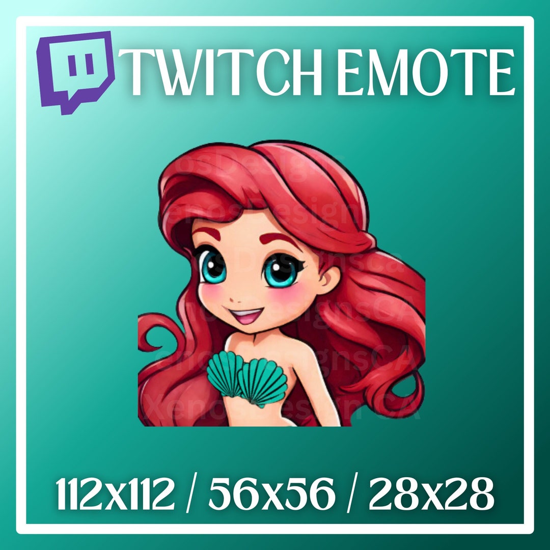 Chibi Happy Mermaid Emote, Cute Red Hair Blue Eyes Emoji, Adorable ...
