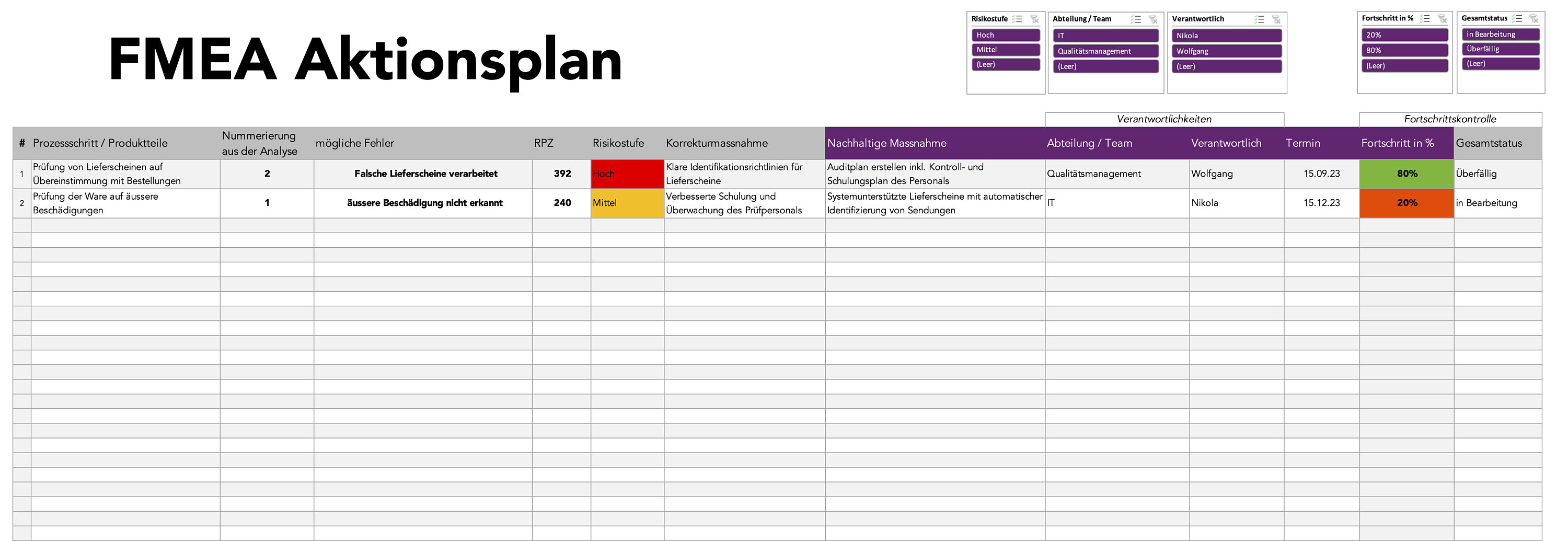 FMEA Analysis & Action Plan Excel - Etsy