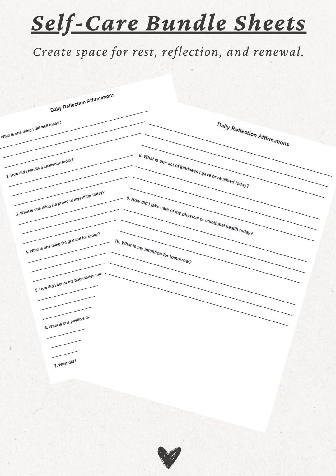 Minimalist Self-care Worksheets | Printable Tools for Rest & Well-being ...