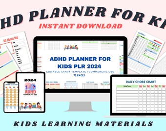 2024 Kid's ADHD Planner Commercial Use Digital Planner ADHD for Kids ...