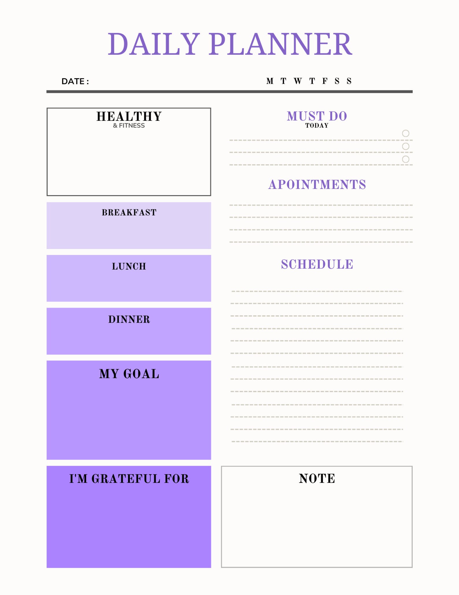 Daily to Do List Printable, Digital Planner, Downloadable Planner ...
