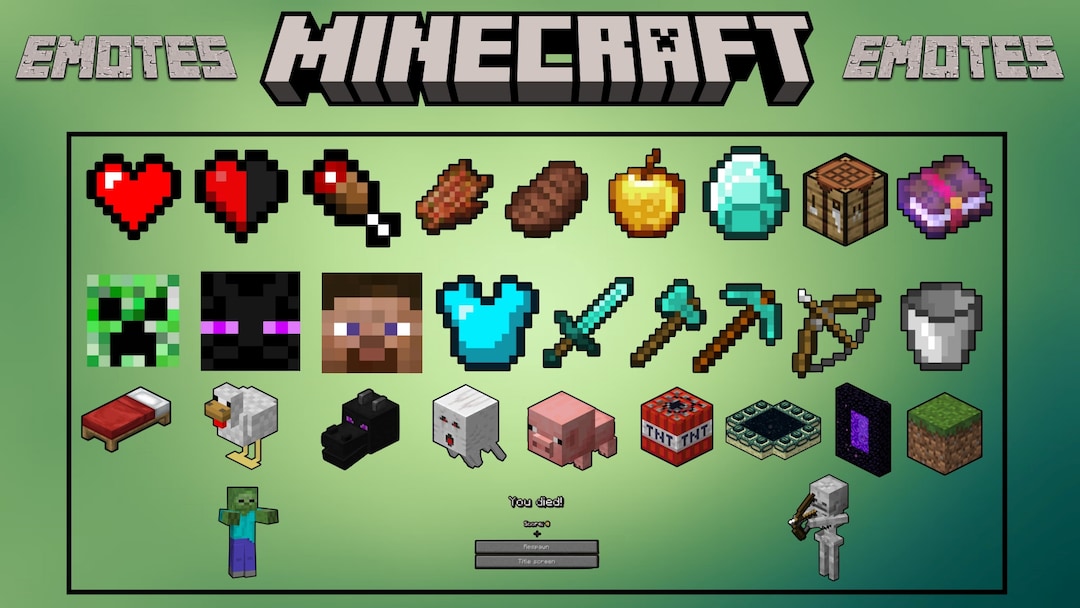 Minecraft Emotes Pack of 30 for Twitch/youtube - Etsy