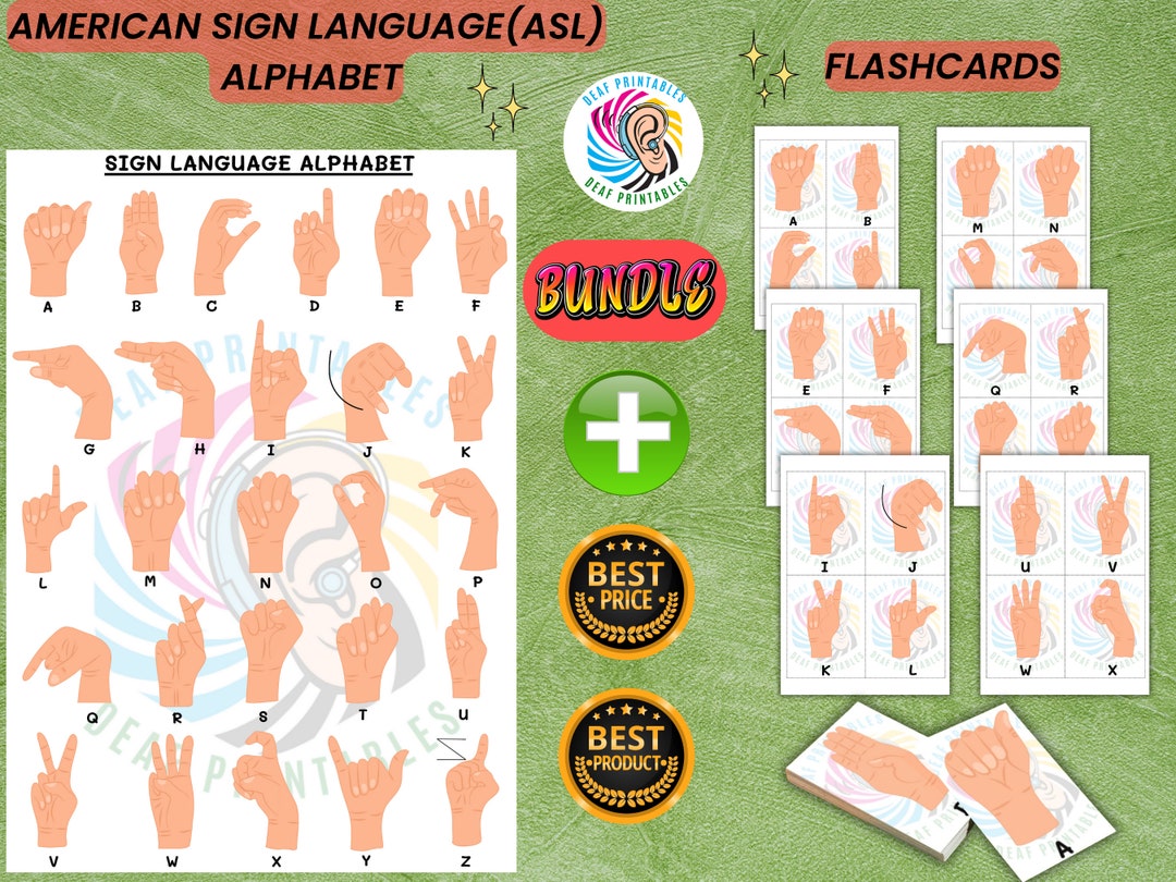Asl Alphabet Bundle Flashcards Printable Sign Language Alphabet Cards