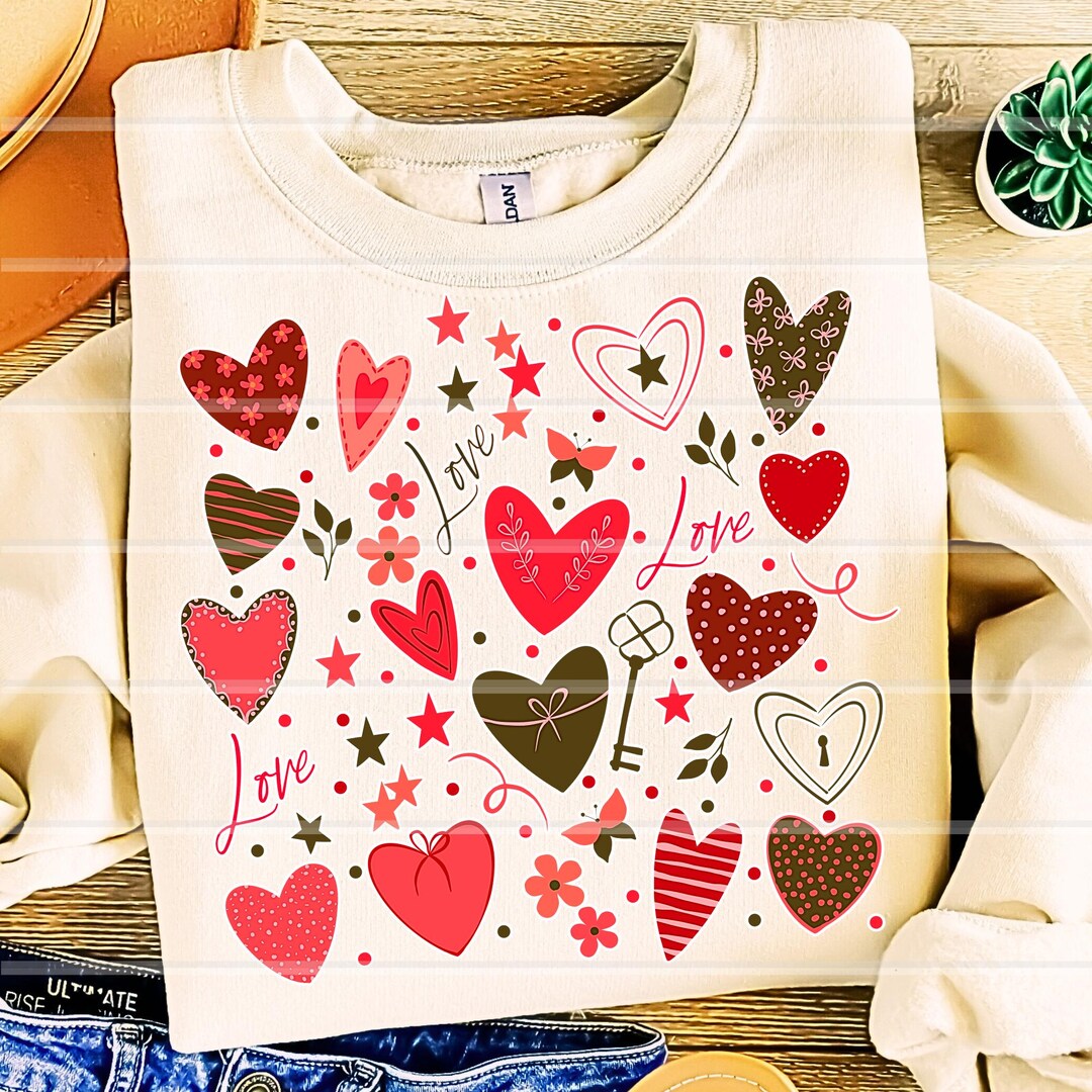 Valentines Day Love Clip Art, Digital Download PNG SVG, Heart Doodles ...