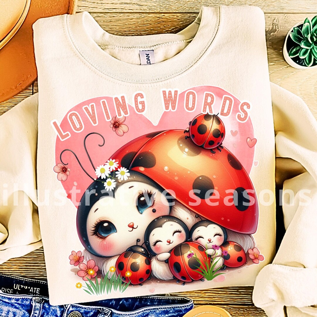 Ladybugs Mom-babies Clip Art PNG-SVG Files, Digital Art Sublimation ...
