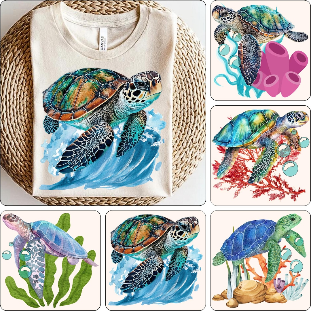 Bundle Sea Turtle Clipart Aquatic Animal Designs Sea Animal Graphics ...