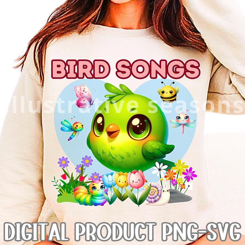 Spring Bird Songs Clip Art PNG - SVG Files, Digital Art Sublimation ...