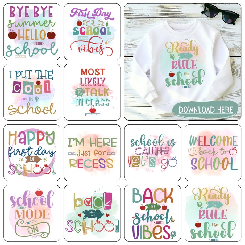 12 Back to School Quotes Design Bundle PNG Digital Download for ...
