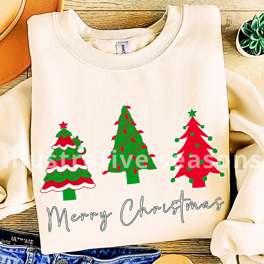 Merry Christmas Tree Clip Art PNG-SVG File, Digital Art Sublimation ...