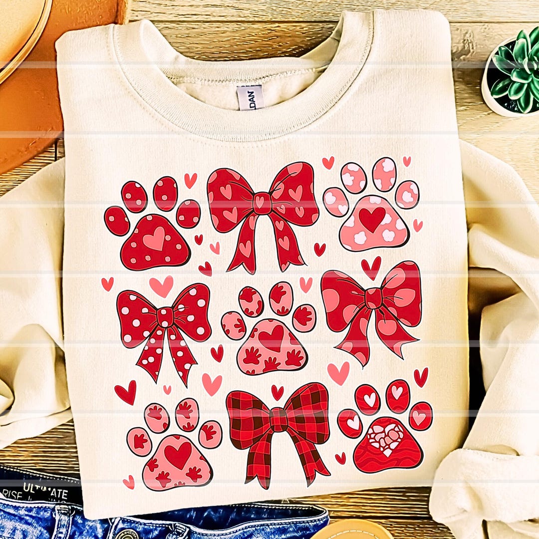Valentine Day Dog Bow Coquette Clip Art PNG SVG Files, Digital Art ...