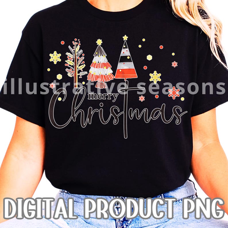 Merry Christmas Tree Clip Art PNG-SVG File, Digital Art Sublimation ...