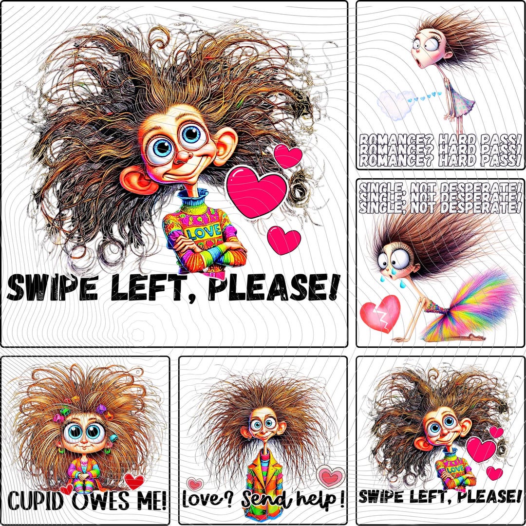 Funny Valentine's Day PNG SVG Clipart Bundle: Single Quotes (digital ...