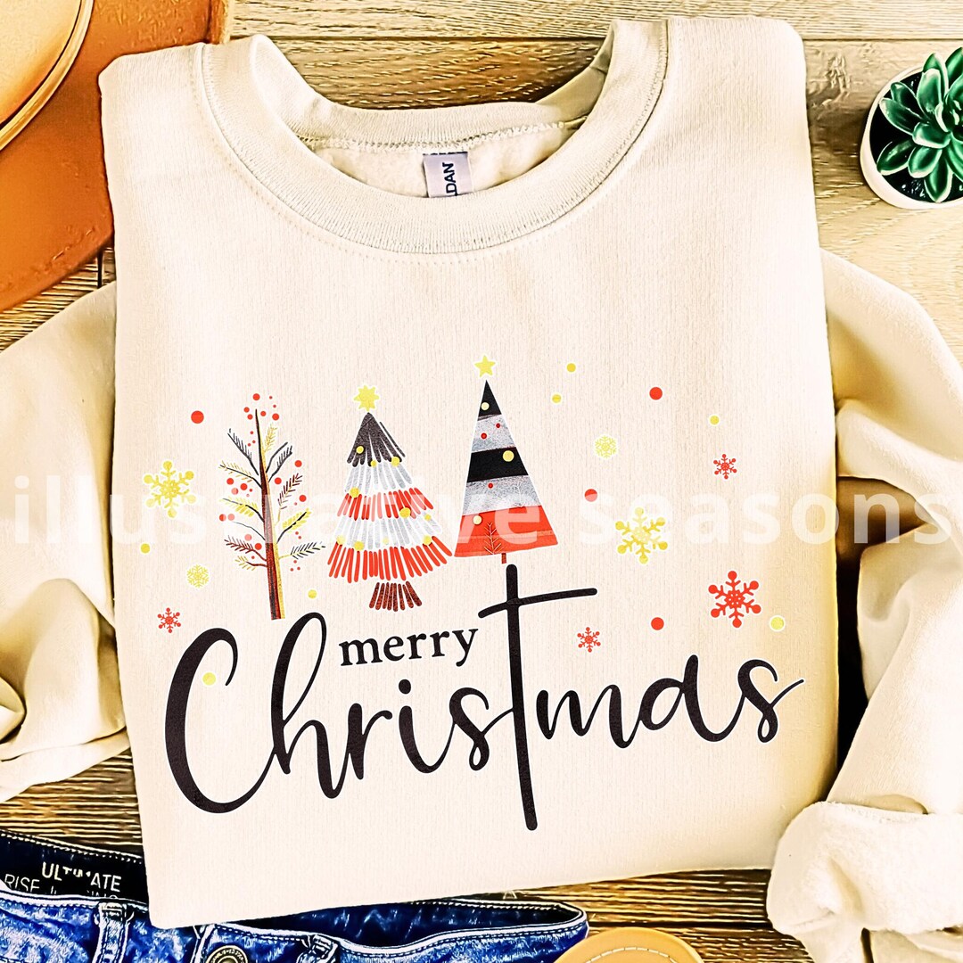 Merry Christmas Tree Clip Art PNG-SVG File, Digital Art Sublimation ...