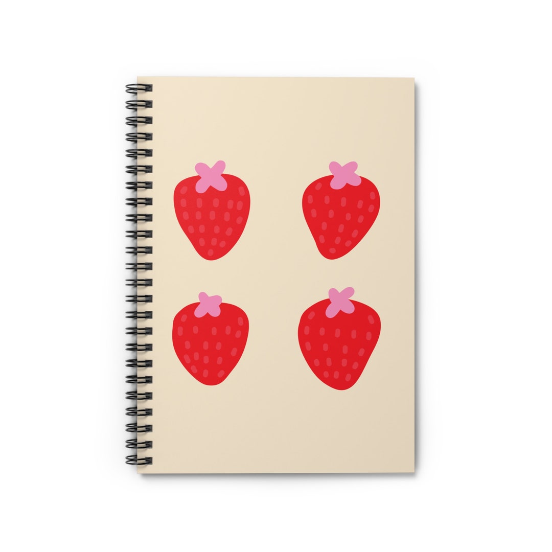 Red Strawberry Symphony Cute Aesthetic Notebook - Etsy