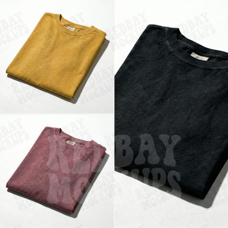 Comfort Colors C1717 T-shirt Mockup Bundle | 24 Colors, Angled Flat Lay ...