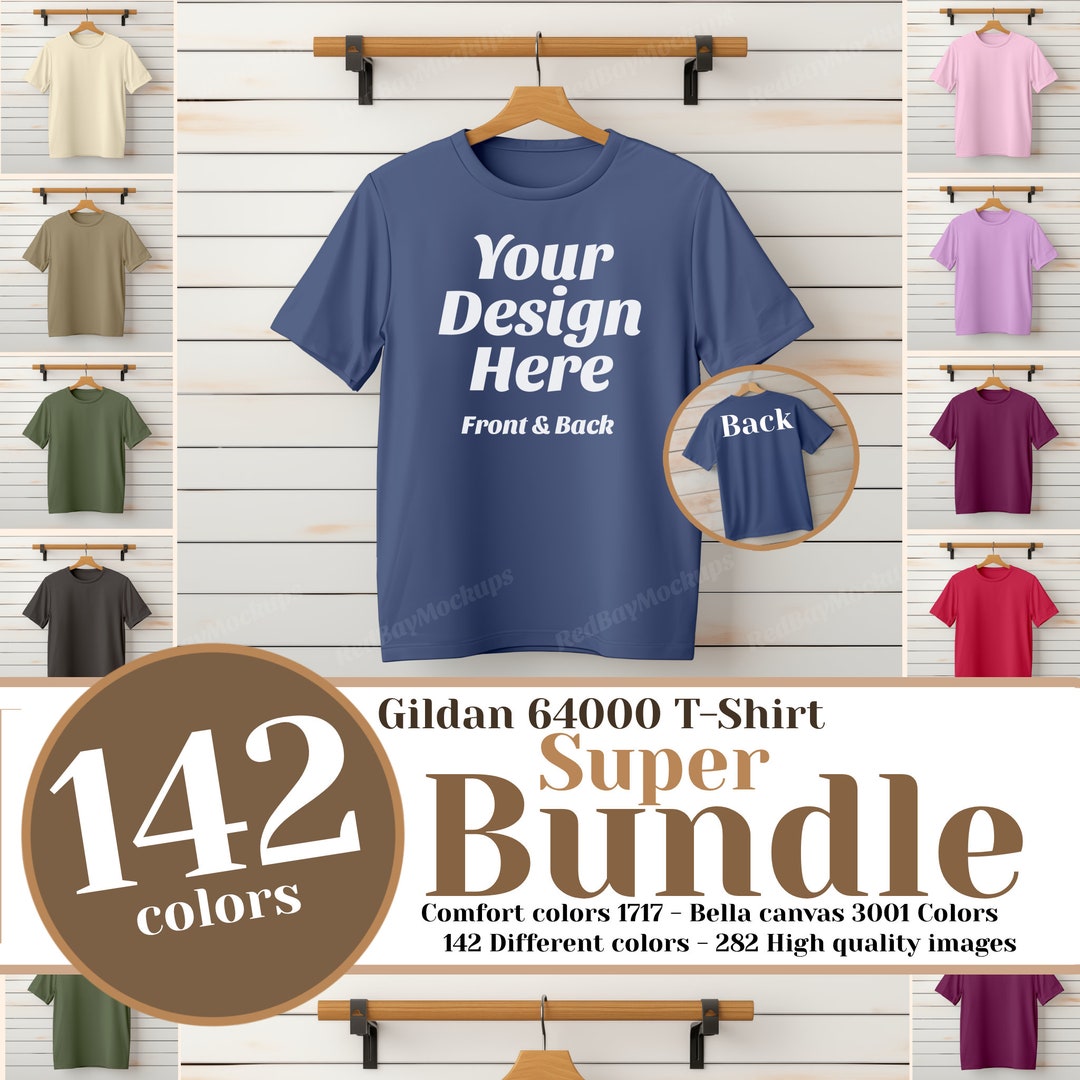 T-shirt Mockup Bundle Front & Back - Hanging Shirt Mockup Bundle ...