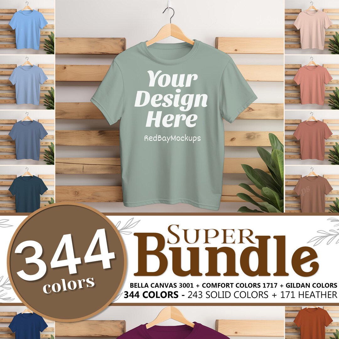Hanging T-shirt Mockup Bundle: 344 Colors (digital Download) - Etsy