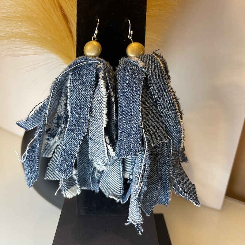 Denim Earrings - Etsy