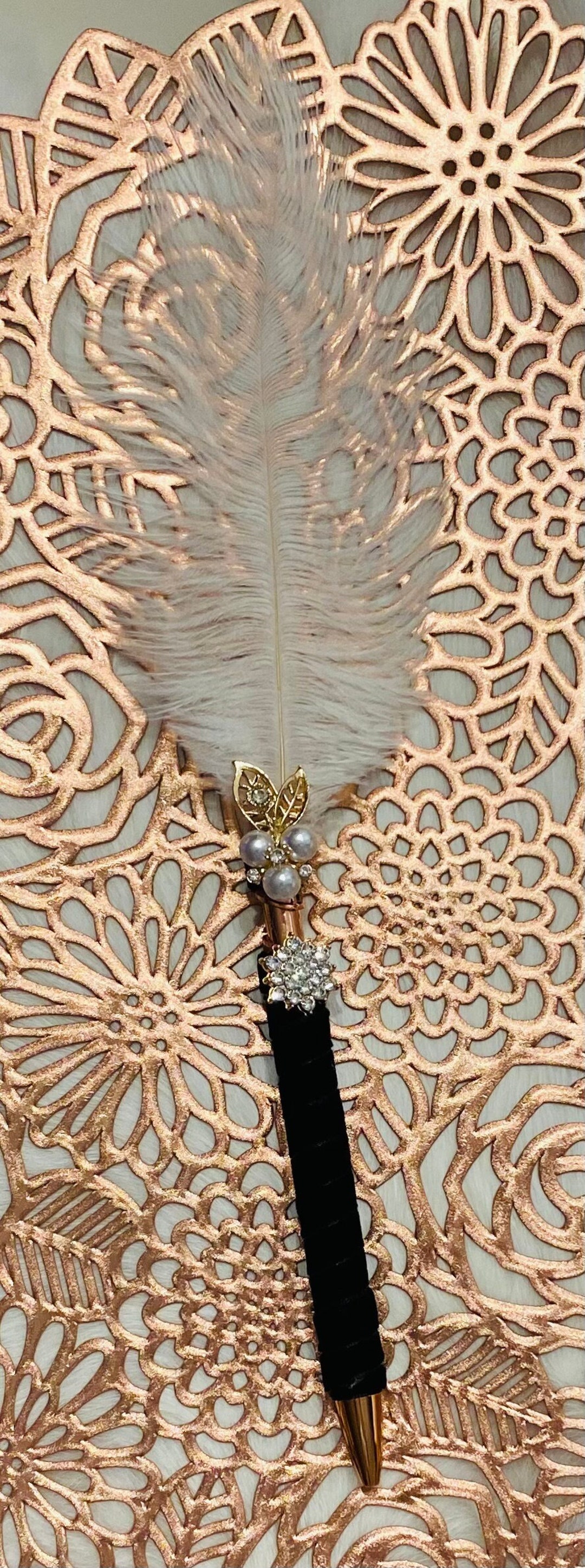 Refillable Elegant Ostrich Feather Pen Wrapped in Velvet - Etsy