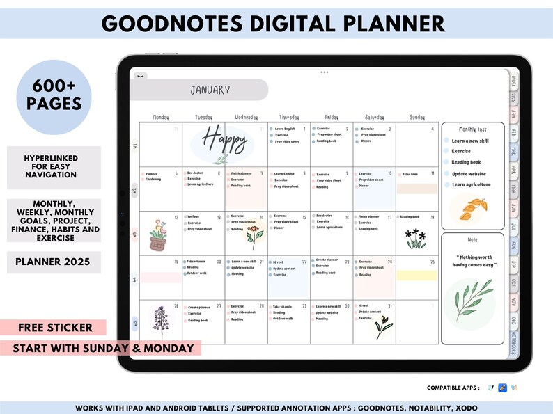 Ultimate Digital Planner and Calendar 2025 (landscape) for Ipad ...
