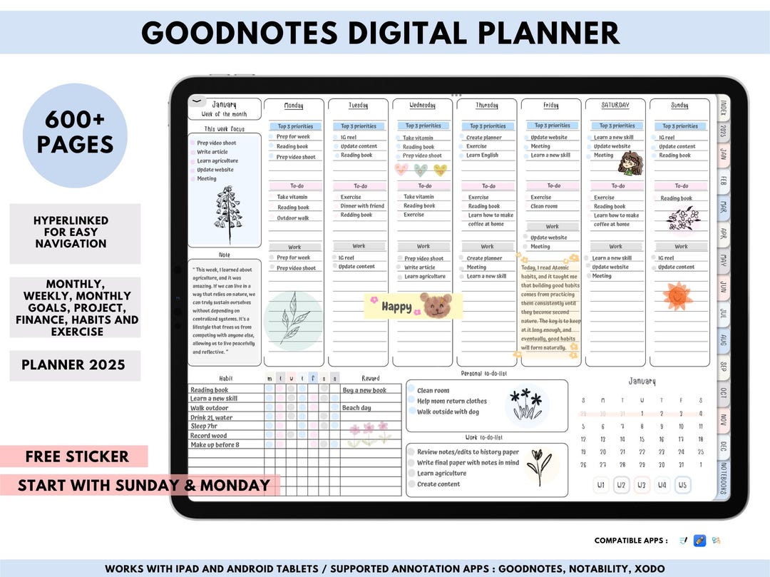 Ultimate Digital Planner and Calendar 2025 (landscape) for Ipad ...