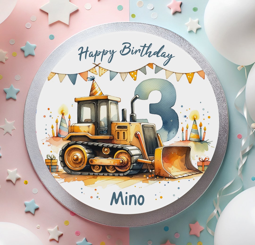 Cake Topper Fondant Birthday Excavator Boys Construction Site Cake - Etsy