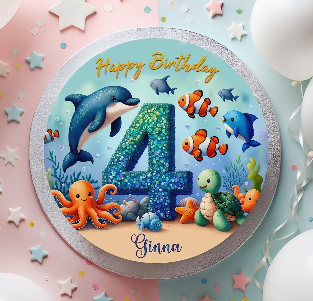 Cake Topper Fondant Birthday Magical Underwater World Design, With ...