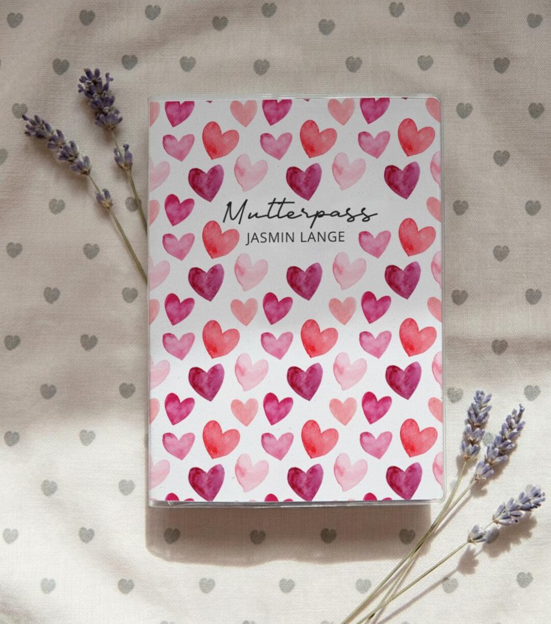 Personalized Maternity Record Book Cover With Name, Delicate Heart ...