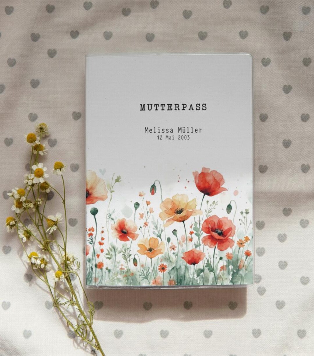 Maternity Record Book Cover With Watercolor Poppies, Personalized With ...