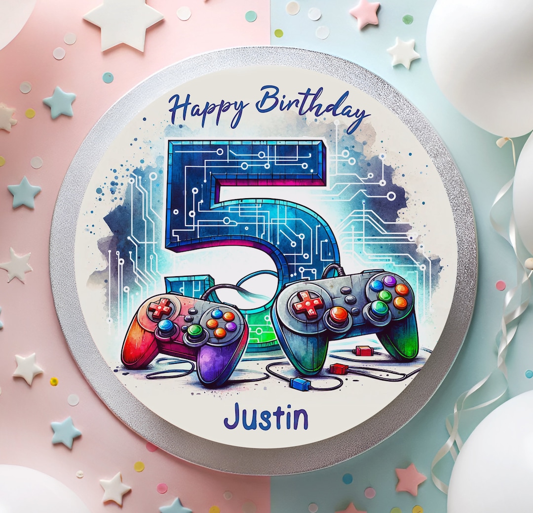 Cake Topper Fondant Birthday Gamer Motif Game Consoles Video Game ...