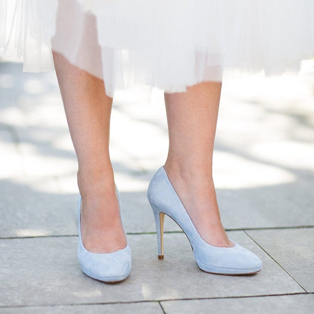 Blue Custom Made Heels, Pastel Blue Peep Toe Pumps, Something Blue ...