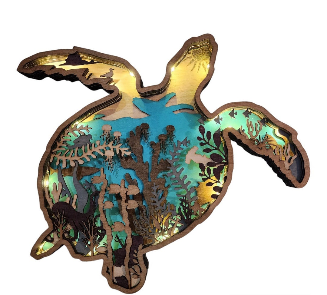 Layered Sea Turtle With Lights - Etsy Canada