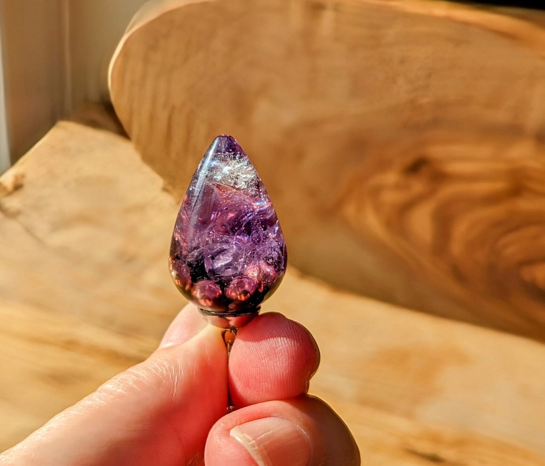 Amethyst Orgonite Pendant/pendulum With Herkimer Diamond, Copper, Selenite, Shungite, and ...