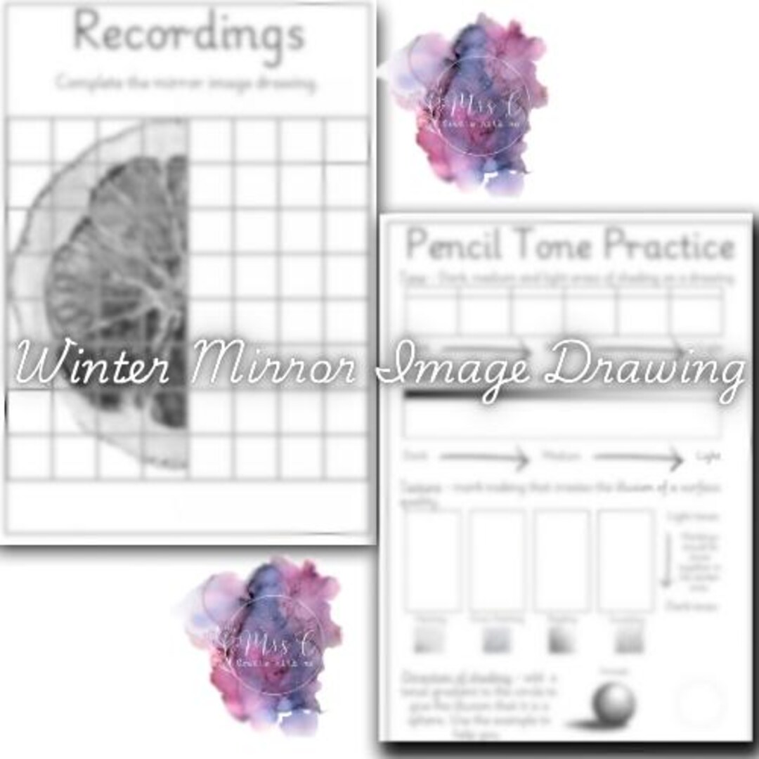 Winter Mirror Image Drawing Worksheet - Etsy
